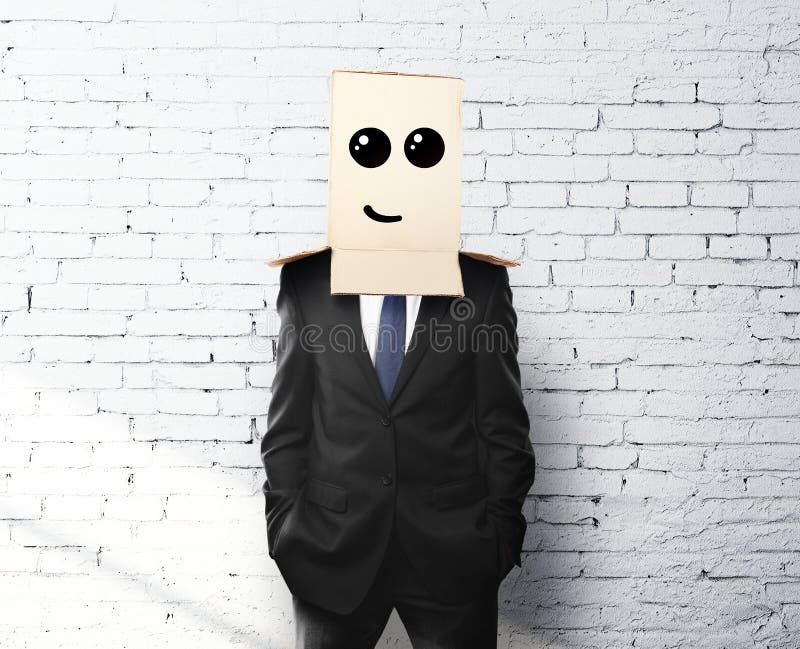 Businessman with a Box on Head Stock Photo - Image of brick, cowardice ...