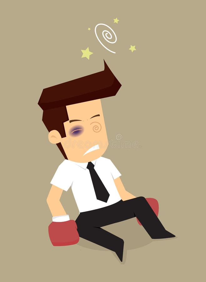 Businessman Boxing until Fall Down Stock Vector - Illustration of ...