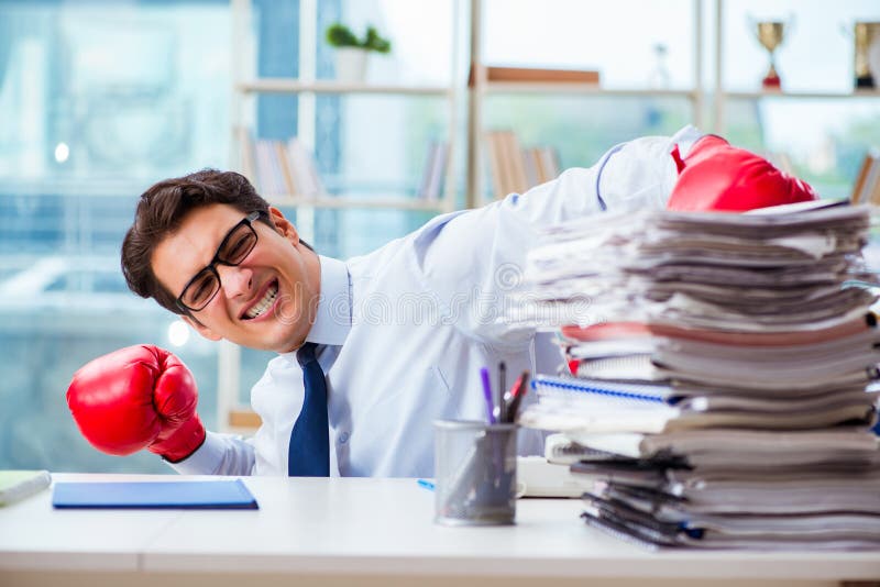 The Businessman with Boxing Gloves in the Office Stock Image - Image of ...
