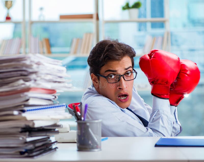 Businessman with Boxing Gloves in the Office Stock Image - Image of ...
