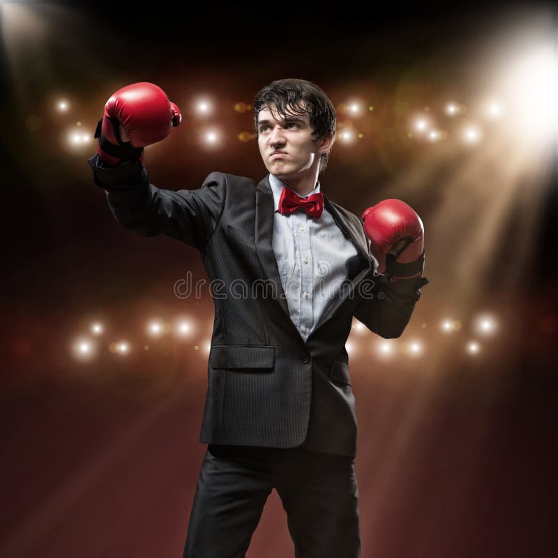 Businessman with Boxing Gloves in the Ring Stock Image - Image of fight ...