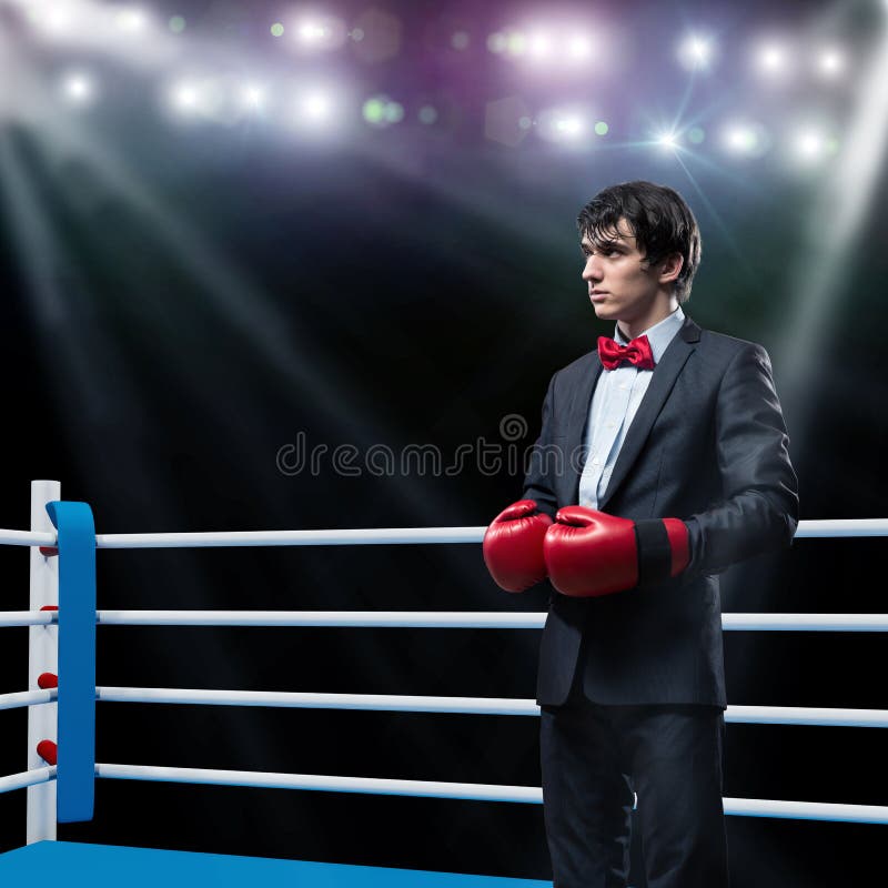 Businessman with Boxing Gloves in the Ring Stock Photo - Image of ...
