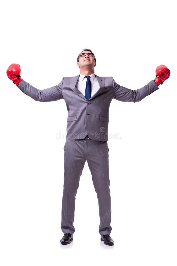 The Businessman Boxing Isolated on the White Background Stock Image ...