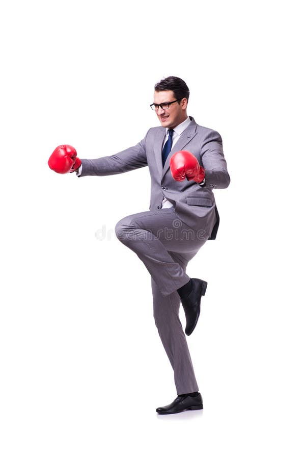The Businessman Boxing Isolated on the White Background Stock Image ...