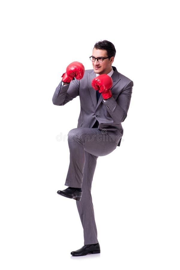 The Businessman Boxing Isolated on the White Background Stock Image ...