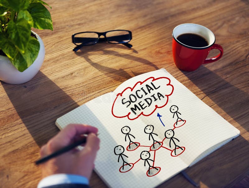 Businessman Brainstorming about Social Media Stock Photo - Image of ...