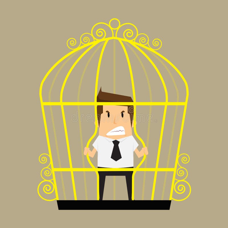 Businessman break the cage stock vector. Illustration of upset - 57292663