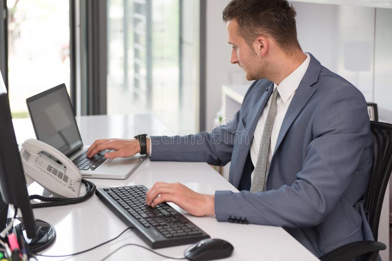 Businessman on a Break with His Computer Stock Image - Image of ...