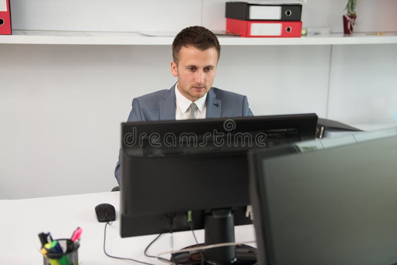 Businessman on a Break with His Computer Stock Photo - Image of ...