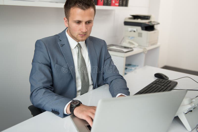 Businessman On A Break With His Computer Stock Photo - Image of nature ...
