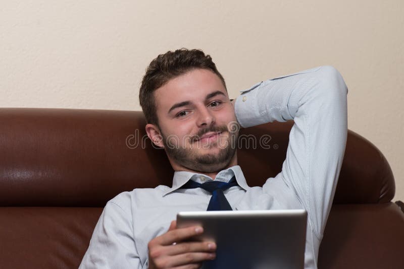 Businessman on a Break with His Computer Stock Image - Image of ...