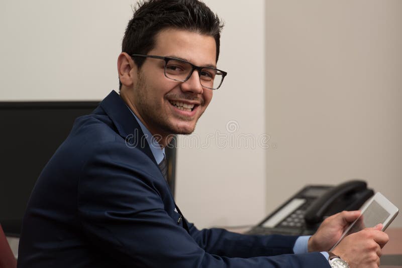 Businessman on a Break with His Touchpad Stock Photo - Image of modern ...