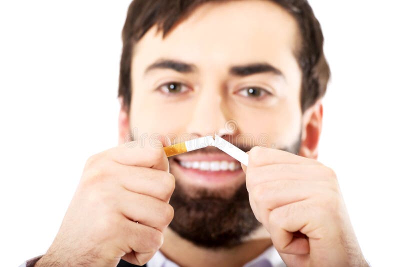 Businessman Breaking a Cigarette. Stock Photo - Image of break, broke ...