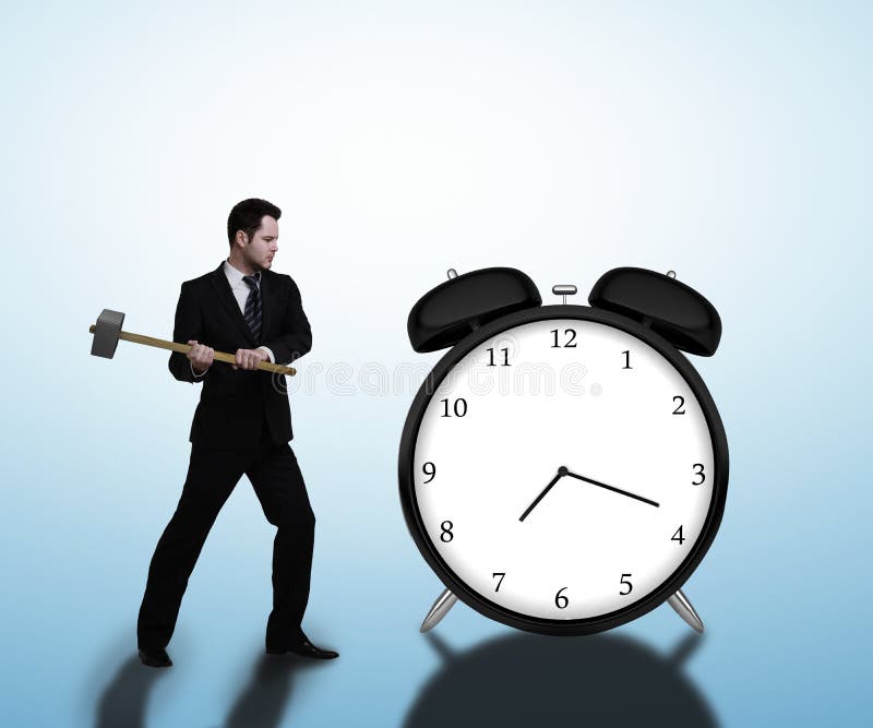 Businessman breaks clock stock image. Image of circle - 37361687