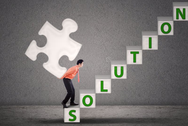 Businessman Bring Puzzle of Solution Stock Illustration - Illustration ...
