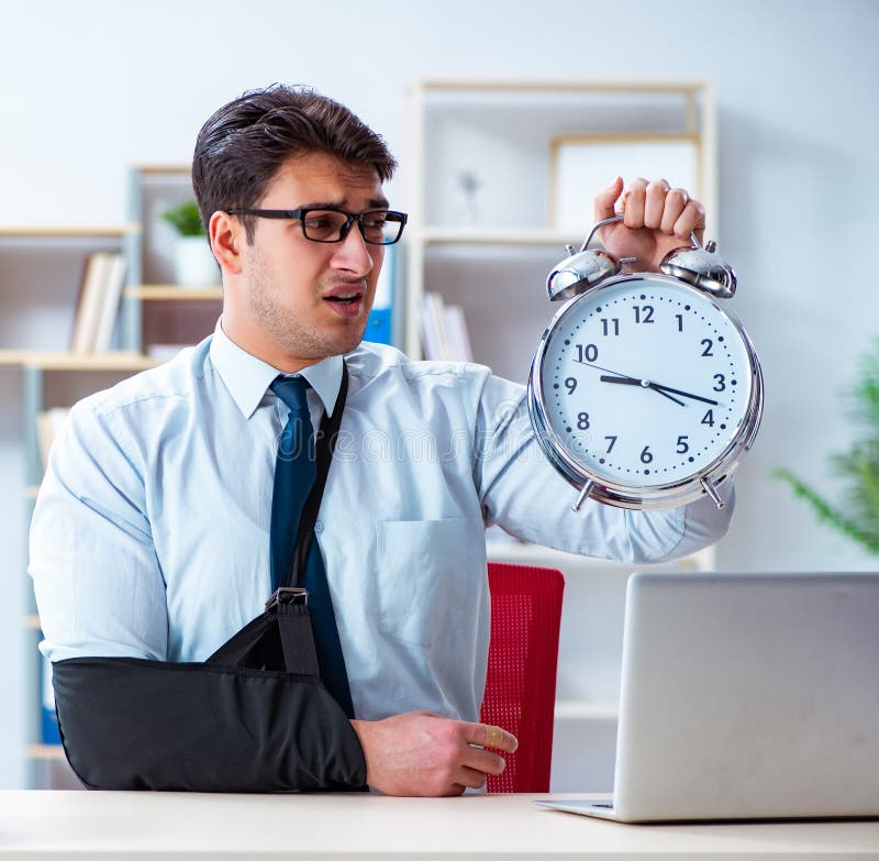 Businessman with Broken Arm Working in Office Stock Photo - Image of ...