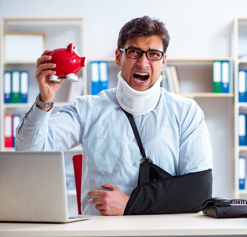 Businessman with Broken Arm Working in Office Stock Photo - Image of ...