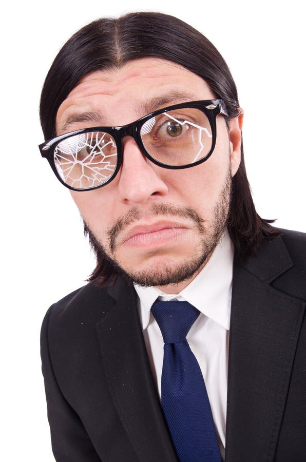 Businessman with Broken Eye Glasses Isolated on Stock Photo - Image of ...
