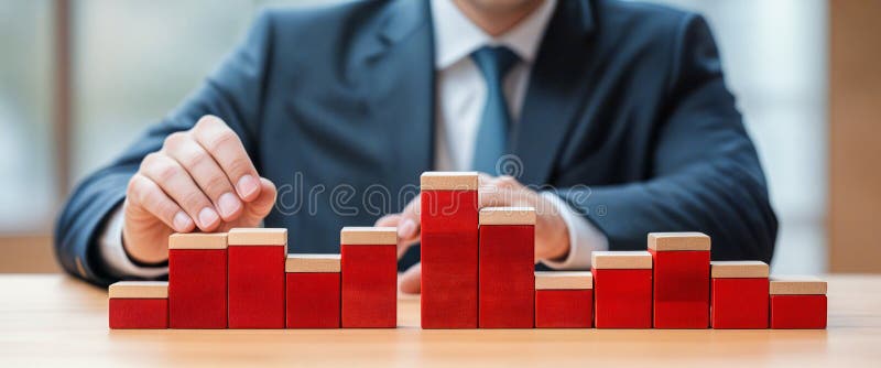 Businessman Building Increasing Graph Chart with Wooden Blocks Stock ...