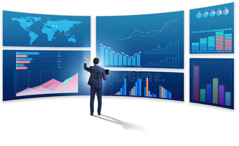 Businessman in Business Visualization and Infographics Concept Stock ...