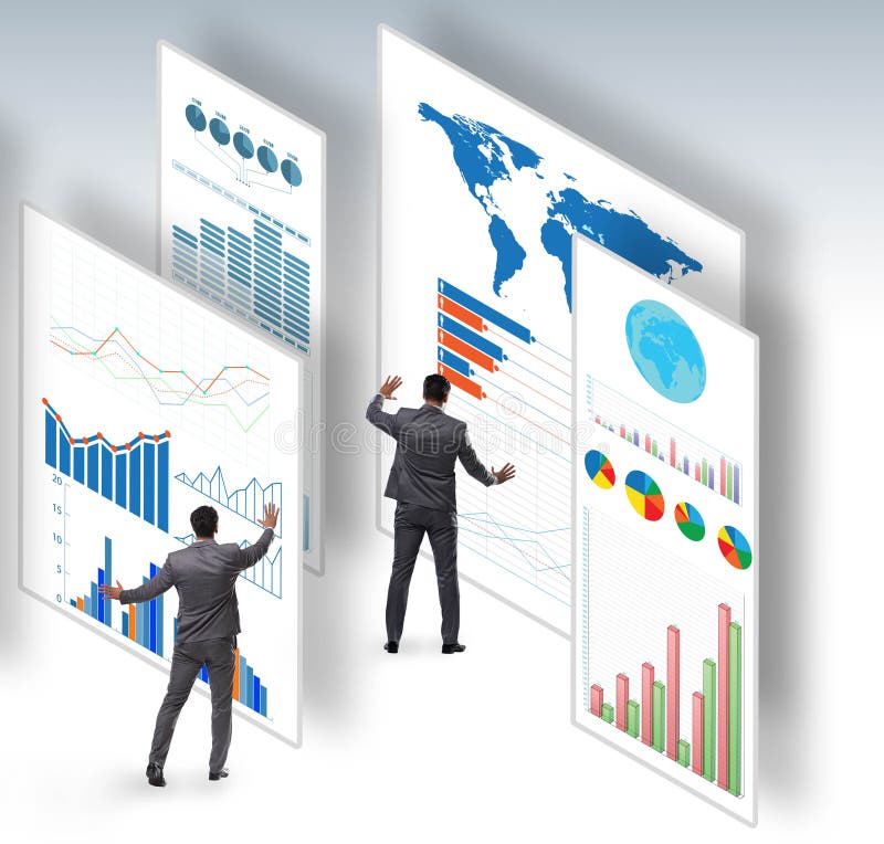 Businessman in Business Visualization and Infographics Concept Stock ...
