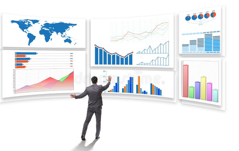 Businessman in Business Visualization and Infographics Concept Stock ...
