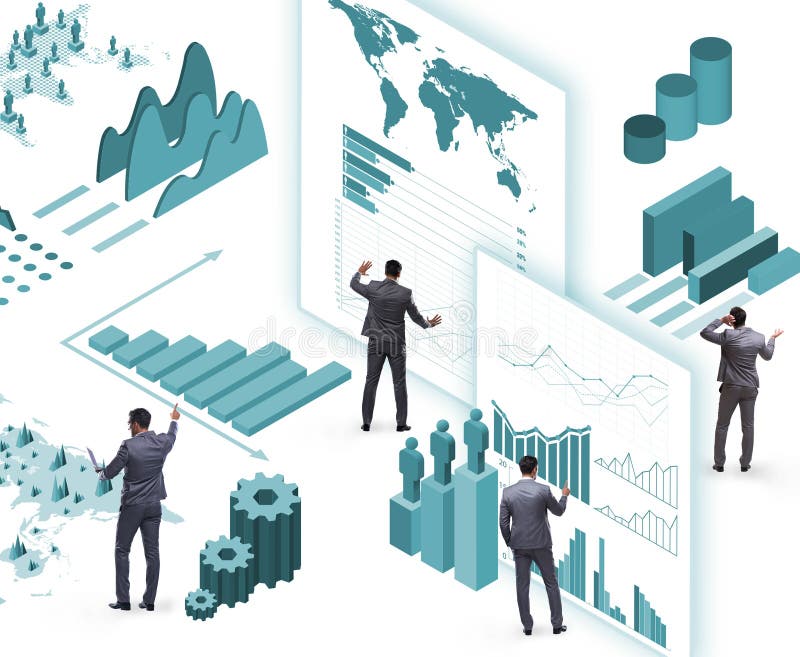 Businessman in Business Visualization and Infographics Concept Stock ...