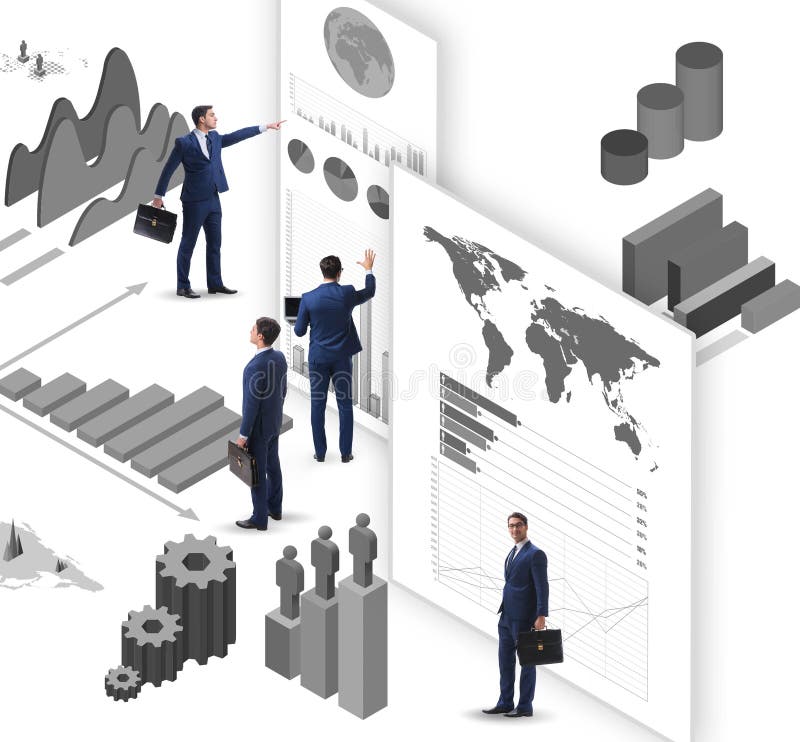 Businessman in Business Visualization and Infographics Concept Stock ...