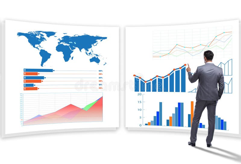 Businessman in Business Visualization and Infographics Concept Stock ...