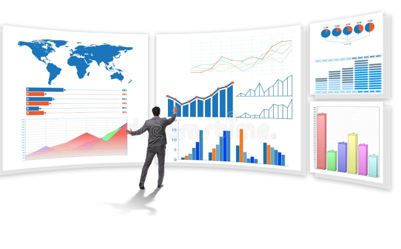 Businessman in Business Visualization and Infographics Concept Stock ...