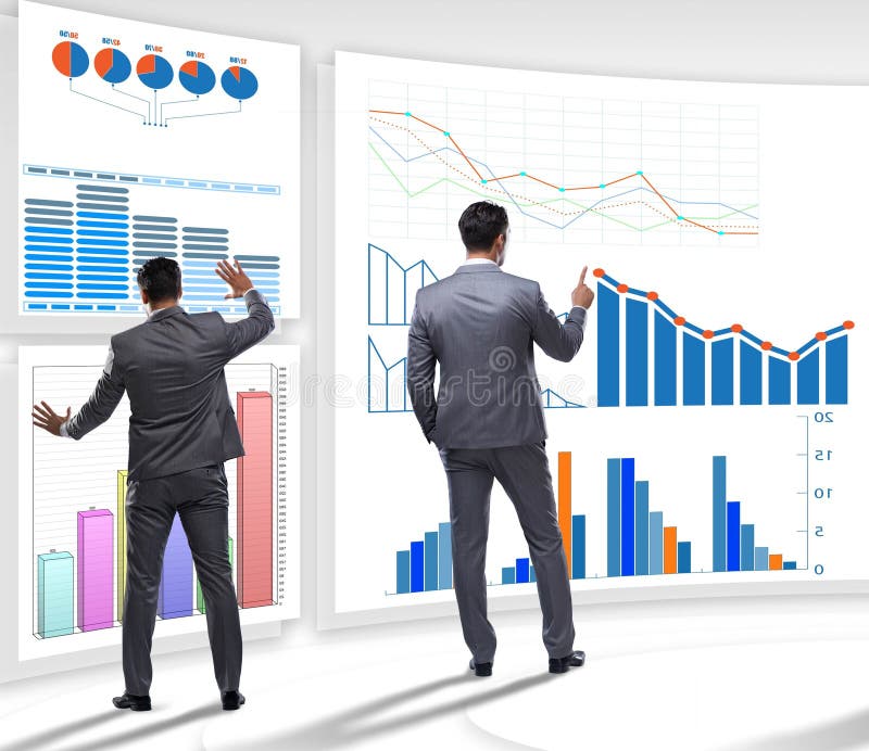Businessman in Business Visualization and Infographics Concept Stock ...