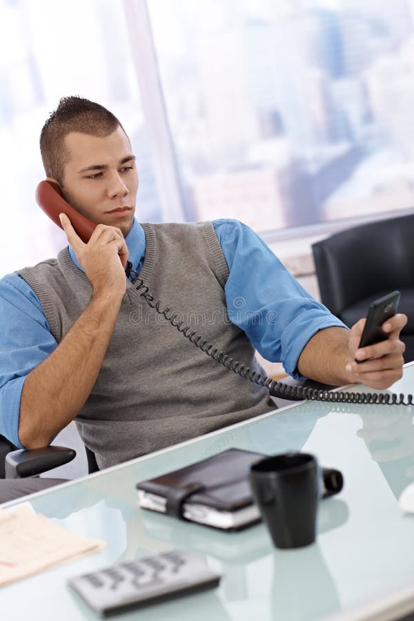 Businessman Busy Using Phone Stock Image - Image of cellular ...