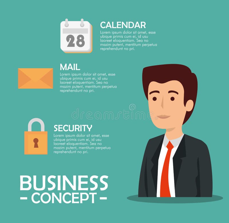 Businessman with Calendar and Message Information Strategy Stock Vector ...