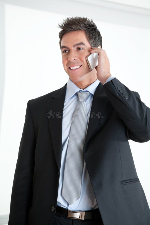 Businessman on Call at Workplace Stock Photo - Image of occupation ...