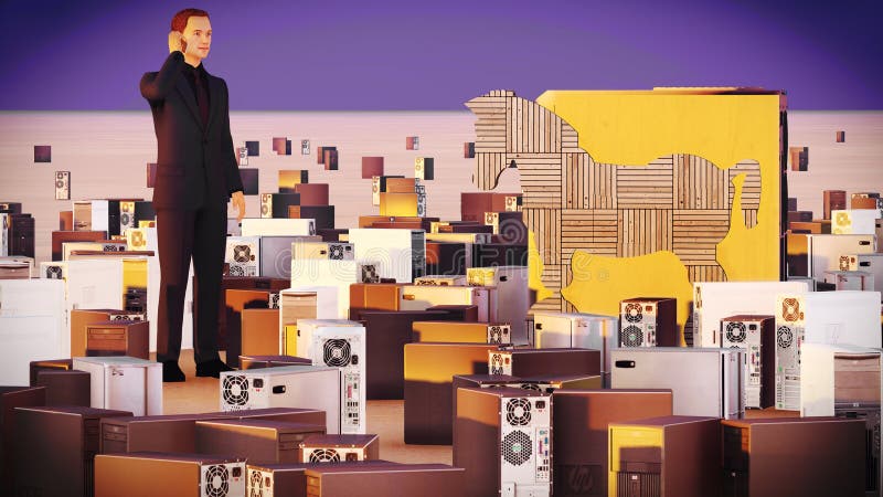 Businessman Calling for Help when Computers Compromised by Viruses 3d ...