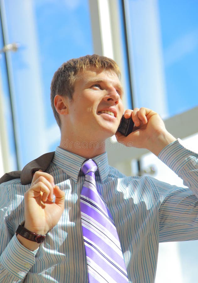 Businessman Calling on Mobile Stock Photo - Image of cheerful ...