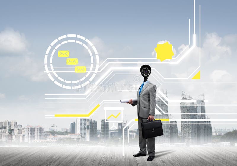 Concept of Security and Privacy Protection with Camera Headed Man Stock ...
