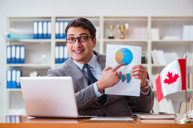 The Businessman with Canadian Flag in Office Stock Image - Image of ...