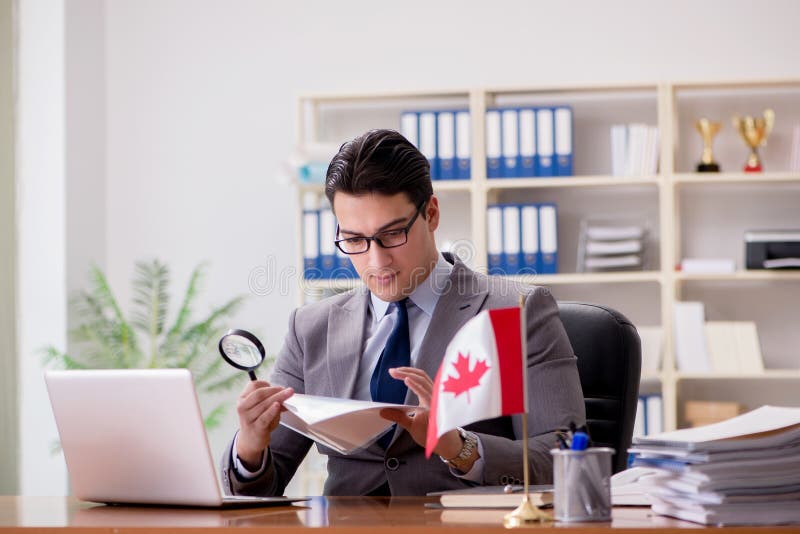 The Businessman with Canadian Flag in Office Stock Image - Image of ...