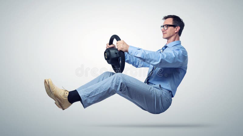 Jolly Driver at the Wheel of His Car Stock Image - Image of automobile ...