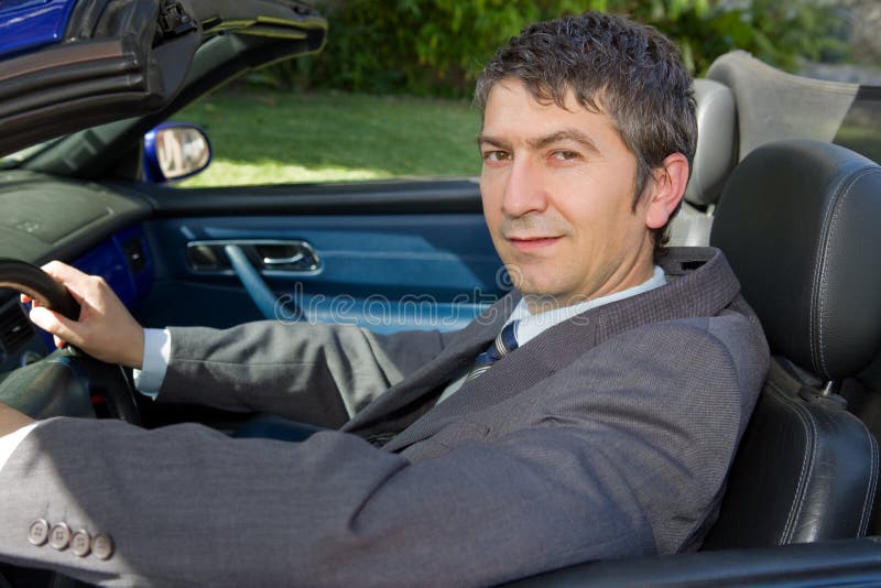Businessman in the car stock image. Image of trafic, happy - 89510367