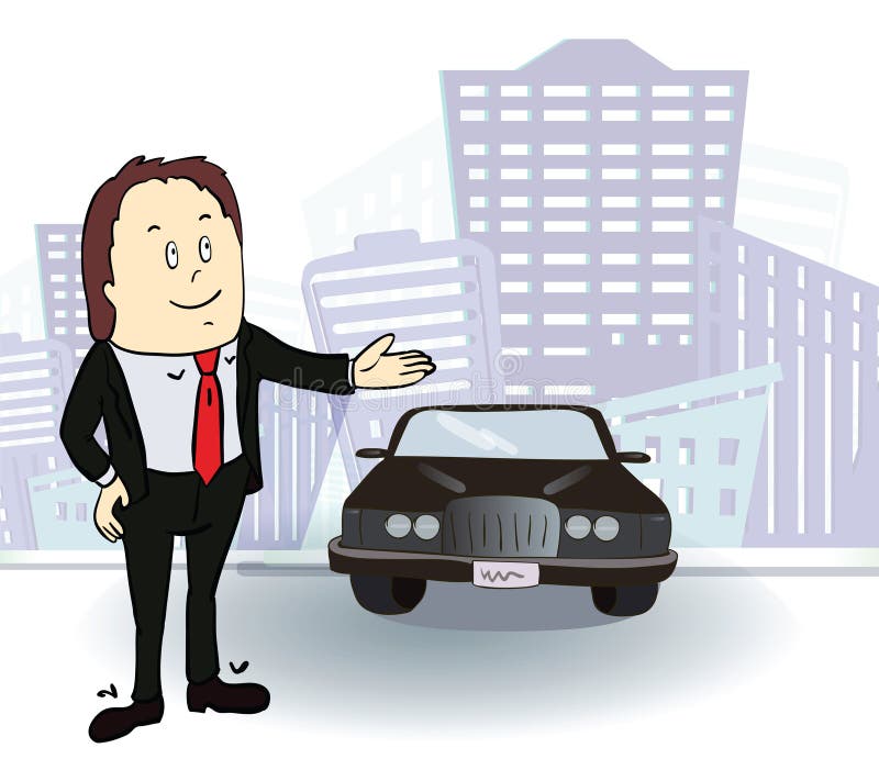 Businessman and Car. Rich Man in the City Stock Vector - Illustration ...