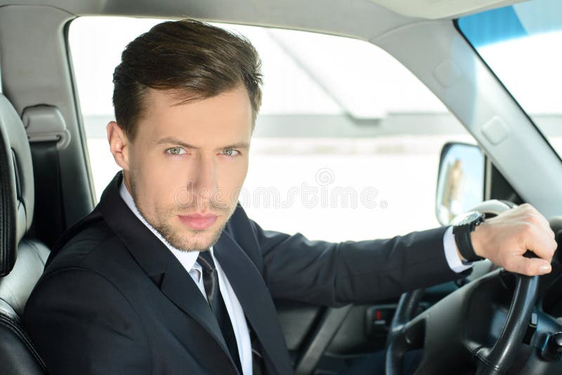 Businessman in the Car stock image. Image of seat, elegant - 40593145