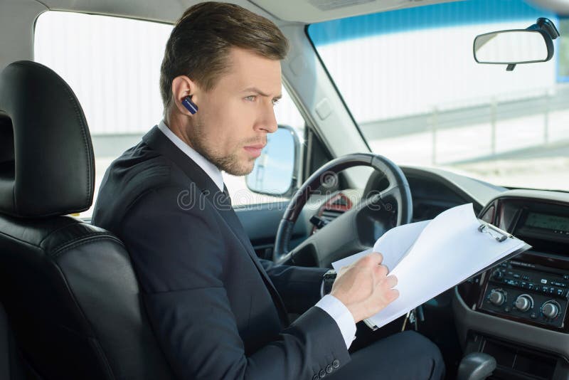 Businessman in the Car stock image. Image of portrait - 40593167