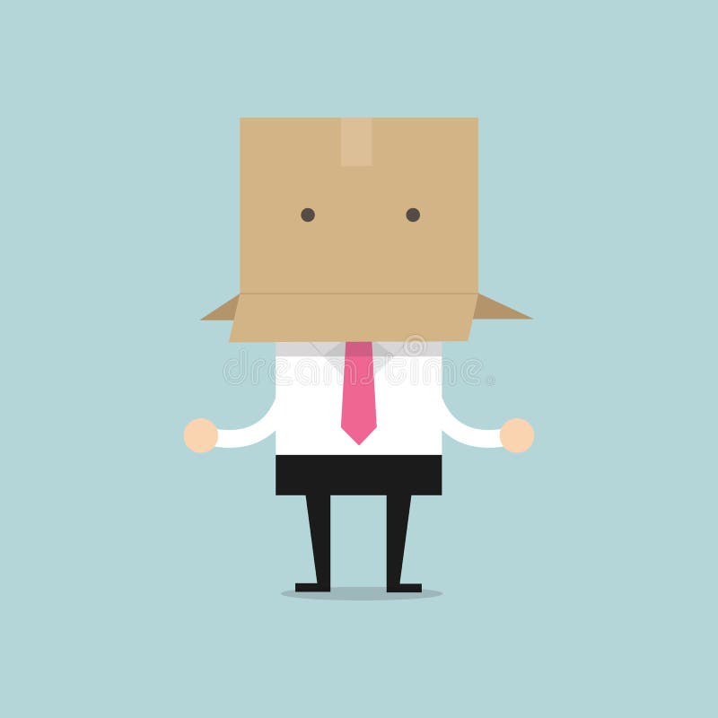 Businessman with a Cardboard Box on His Head Stock Vector ...