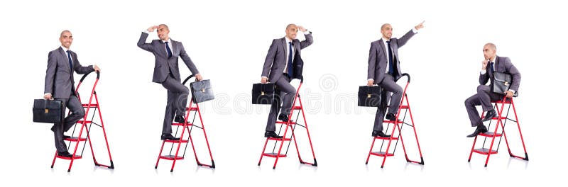 The Businessman in Career Ladder Concept Stock Image - Image of ...