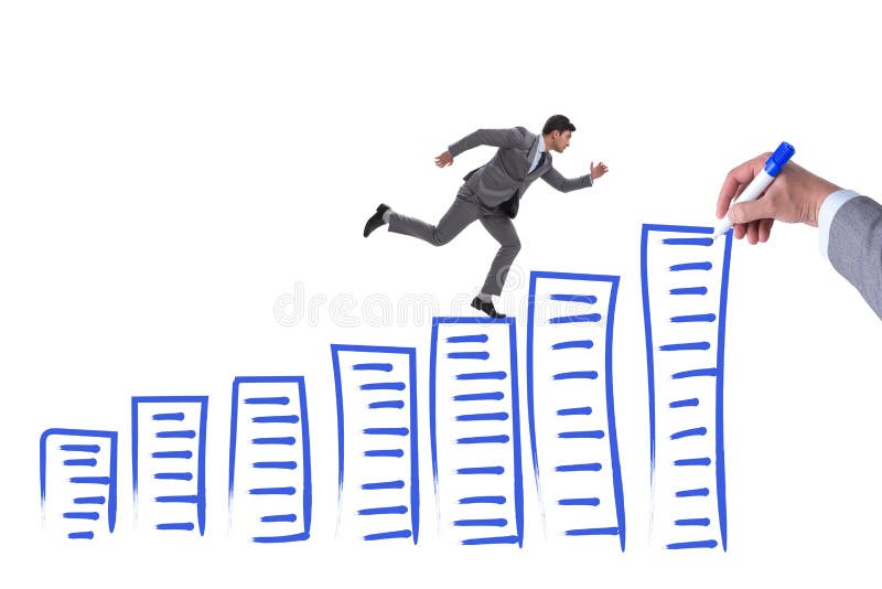 The Businessman in Career Progress Concept Stock Photo - Image of ...