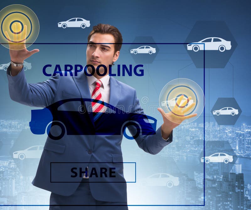 Businessman in Carpooling and Carsharing Concept Stock Image - Image of ...