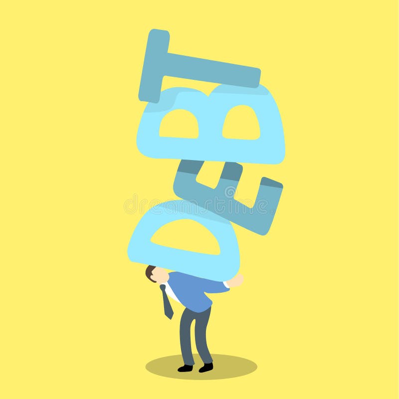 Businessman Carry the Debt Word on His Back Stock Illustration ...