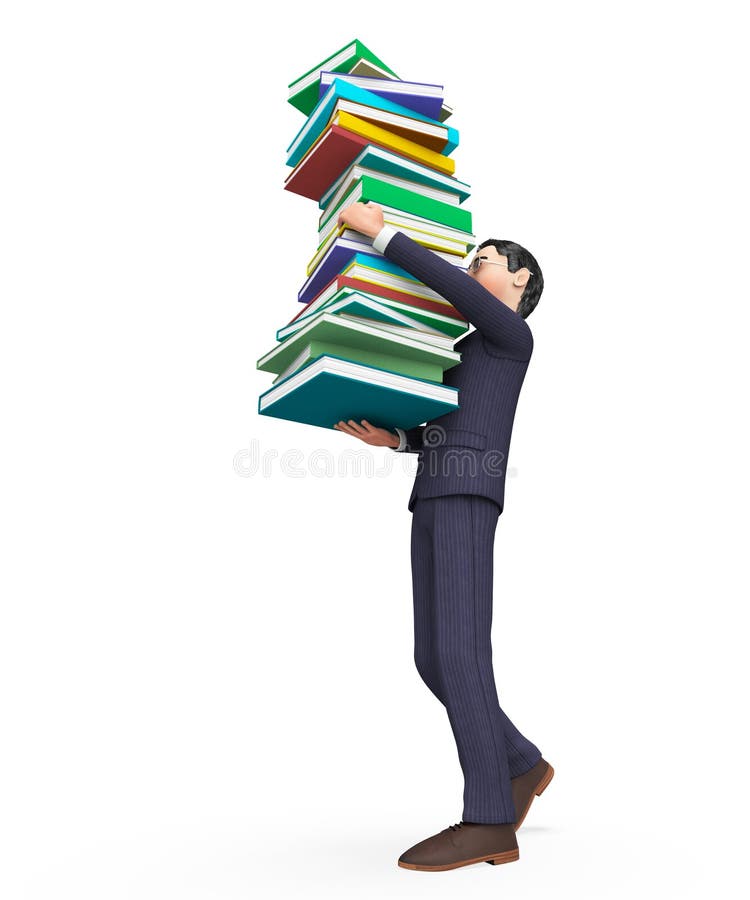 Businessman Carrying Books Represents Help Studying and Schooling Stock ...